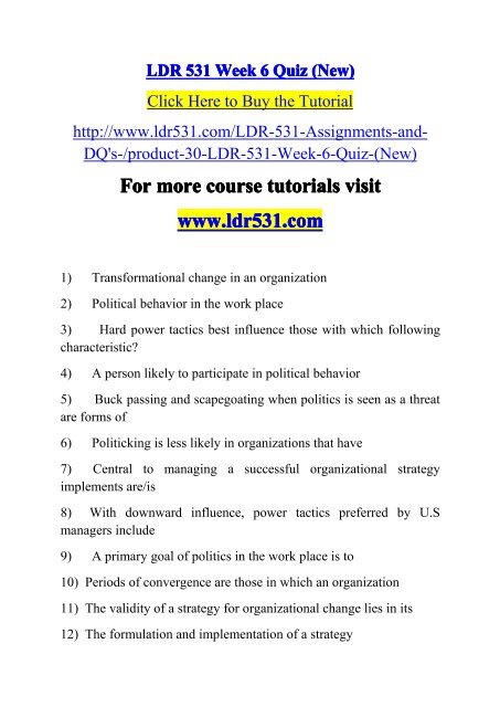 LDR 531 Week 6 Quiz (New)