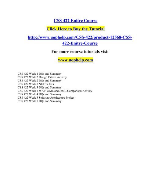 CSS 422 Enitre Course