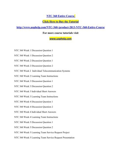 NTC 360 Entire Course