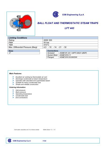 ball float and thermostatic steam traps lft 443 - CDB ENGINEERING ...