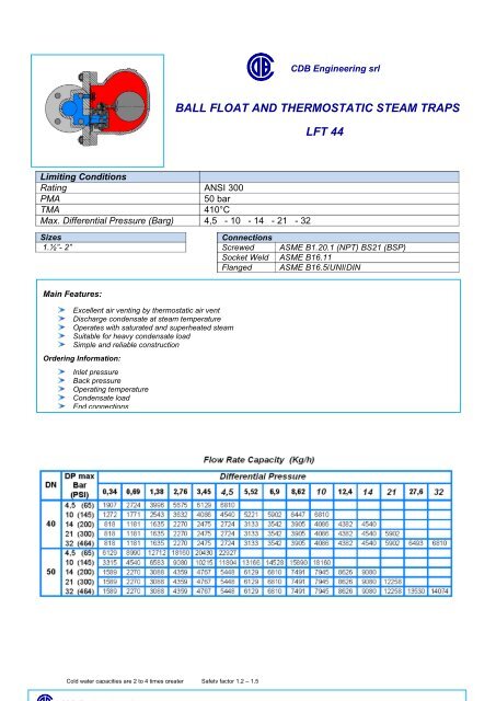 ball float and thermostatic steam traps lft 44 - CDB ENGINEERING ...