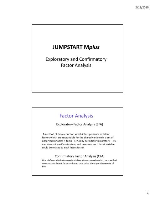 Exploratory Factor Analysis And Confirmatory Factor Analysis CFA 