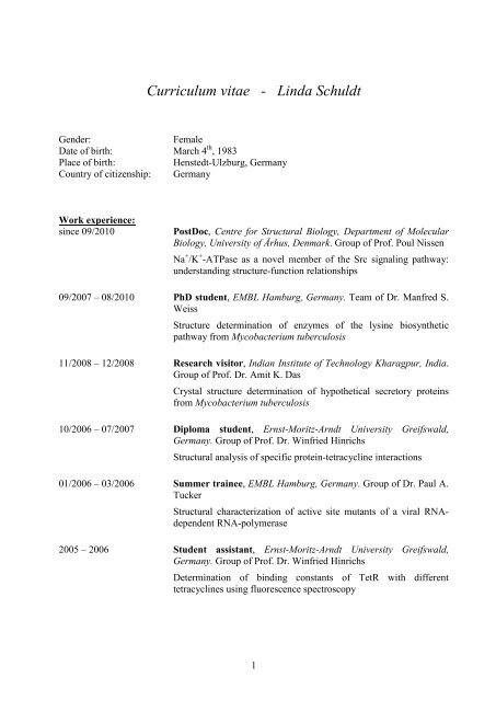 Curriculum vitae - Linda Schuldt - PUMPkin