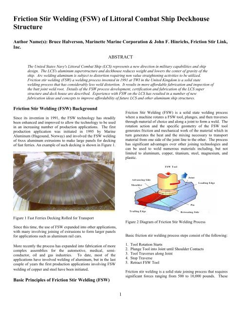 Friction Stir Welding (FSW) of Littoral Combat Ship ... - Friction Stir ...