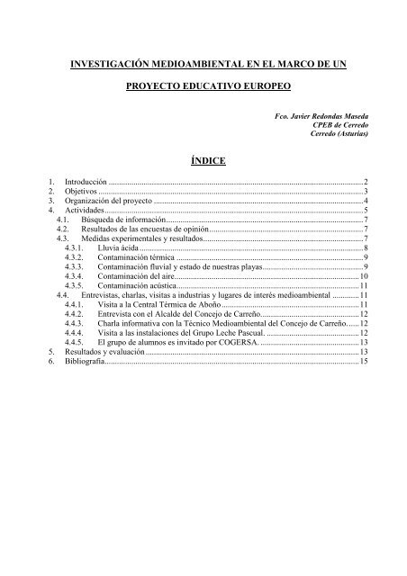 PROYECTO EDUCATIVO EUROPEO ÍNDICE