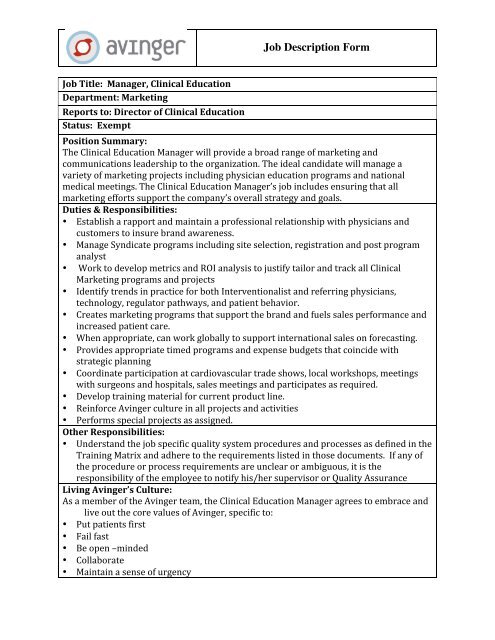 Job Description Form