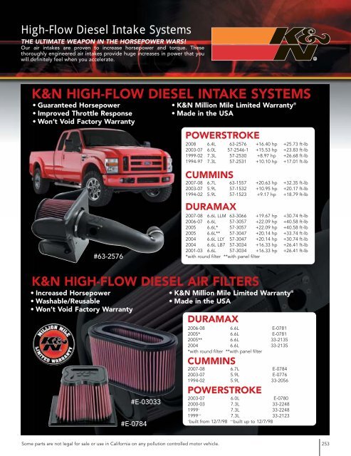 K&N HIGH-FLOW DIESEL INTAKE SYSTEMS