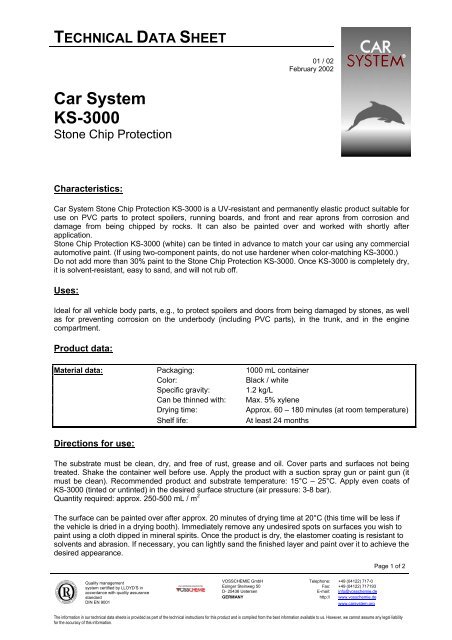 TECHNICAL DATA SHEET Car System KS-3000