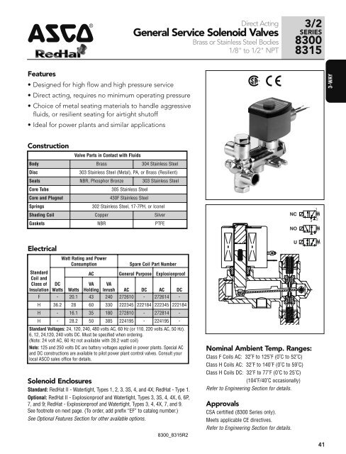 3/2 General Service Solenoid Valves % ) - ASCO Valve Inc.