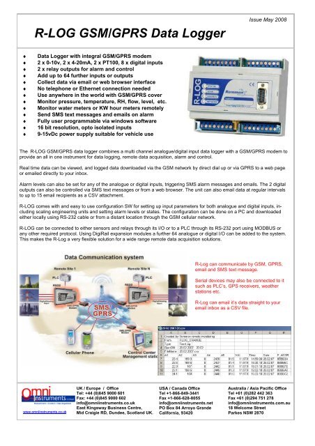 R-LOG GSM/GPRS Data Logger - Omni Instruments