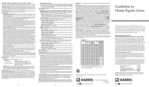 Guideline to Home Equity Lines