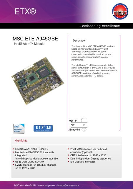 Data Sheet ETE-A945GSE - MSC Vertriebs GmbH