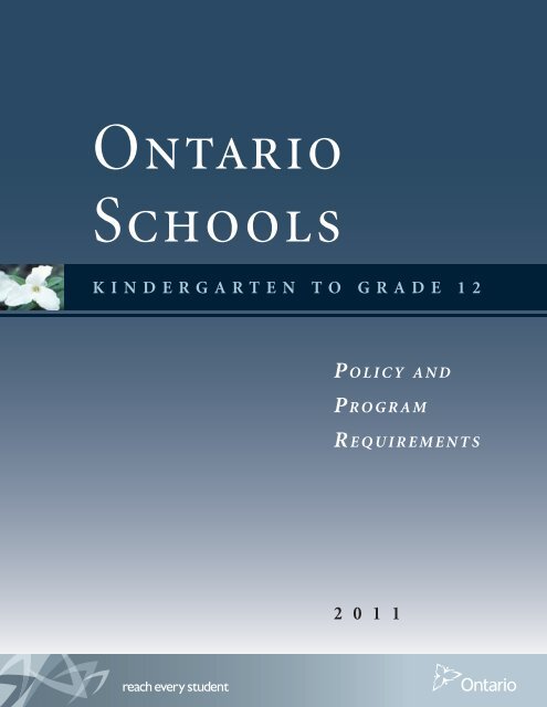 Ontario Schools, Kindergarten to Grade 12: Policy and