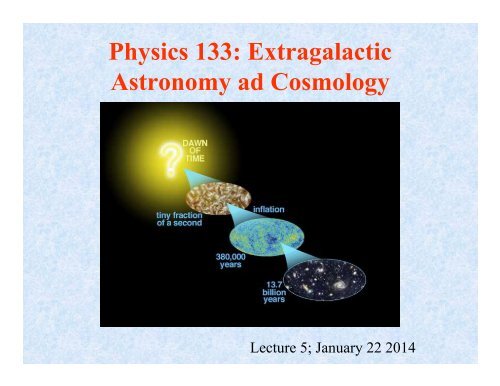 Physics 133 Extragalactic Astronomy ad Cosmology