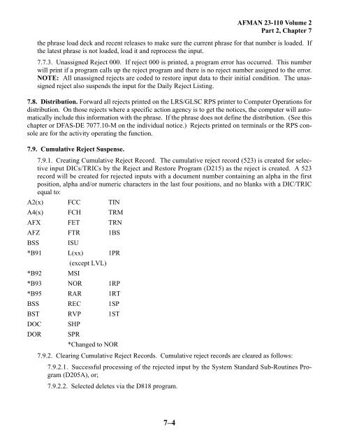 7–4 AFMAN 23-110 Volume