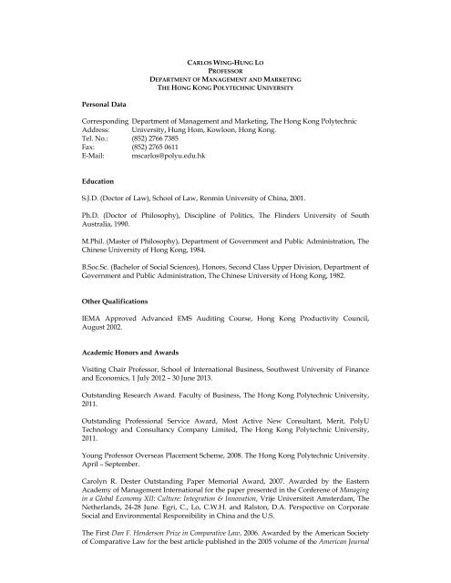 CV - The Hong Kong Polytechnic University