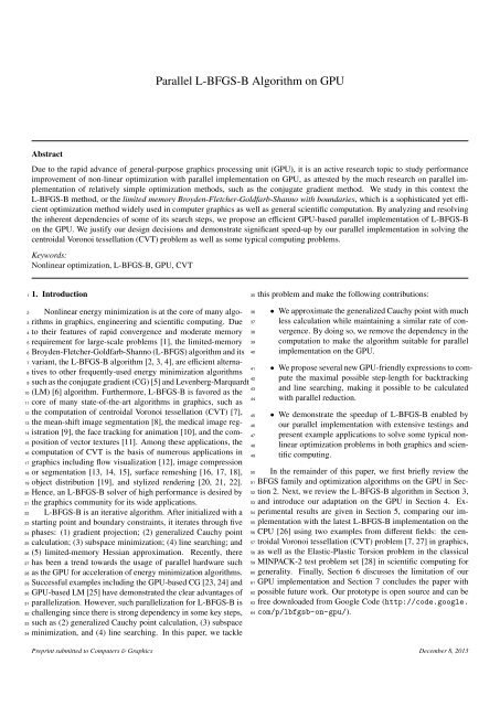 Parallel L-BFGS-B Algorithm on GPU Parallel L-BFGS-B Algorithm on GPU