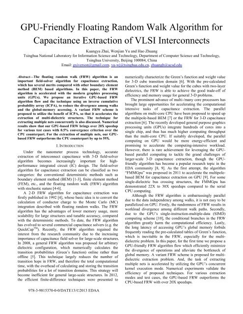 Gpu Friendly Floating Random Walk Algorithm For Capacitance