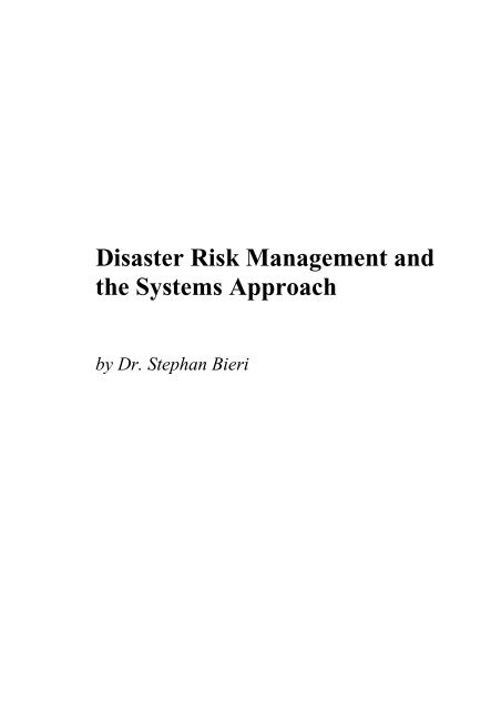 Disaster Risk Management and the Systems Approach