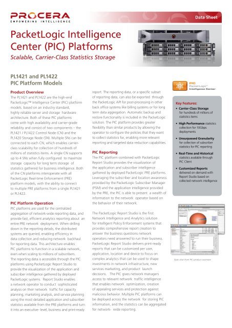 PacketLogic Intelligence Center (PIC) Platforms - Procera Networks