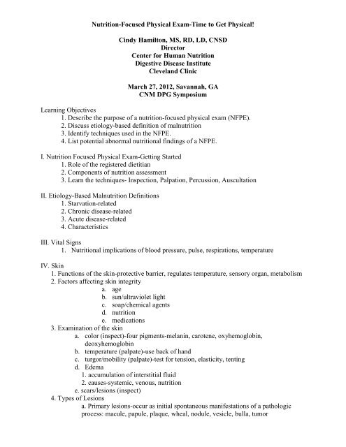 Nutrition-Focused Physical Assessment - Clinical Nutrition ...