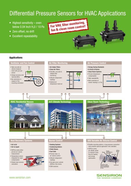 Differential Pressure Sensors for HVAC Applications - Sensirion