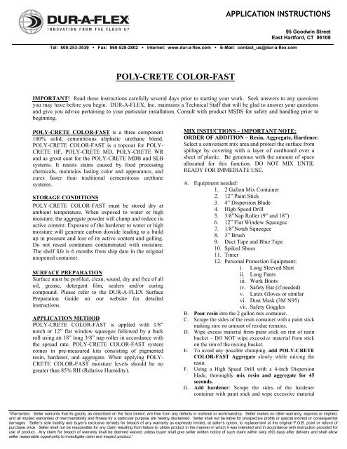 POLY-CRETE COLOR-FAST - Dur-A-Flex