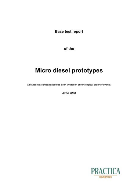 Base test report of the Micro diesel prototypes
