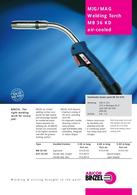 MIG/MAG Welding Torch MB 36 KD air-cooled - TREA TRADE d.o.o.