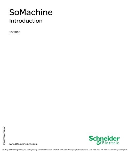Schneider Electric SoMachine Software ... - Steven Engineering