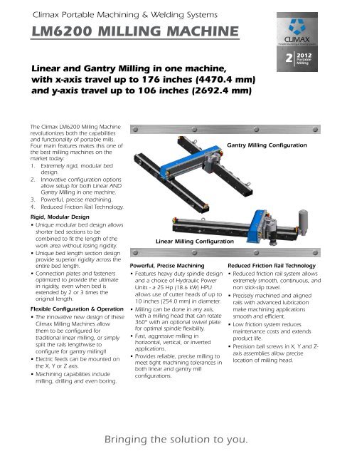 LM6200 MiLLing Machine - Climax Portable Machining & Welding ...