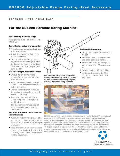 BB5000 Adjustable Range Facing Head - Climax Portable ...