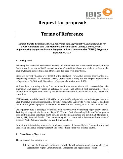 Request for proposal: Terms of Reference