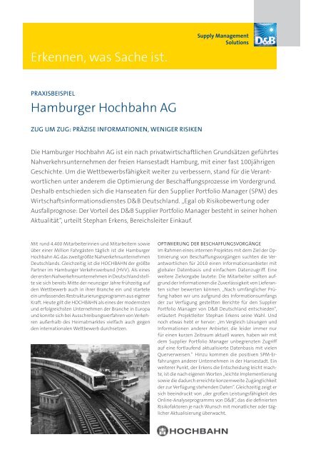 Erkennen, was Sache ist. Hamburger Hochbahn AG