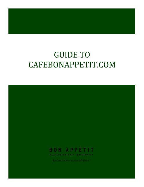 User Guide for Unit Managers and Chefs - Bon Appetit