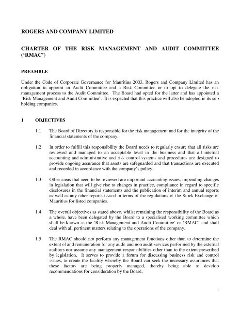Risk Management and Audit Committee