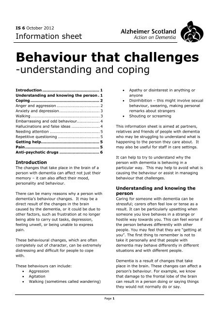 Behaviour that challenges