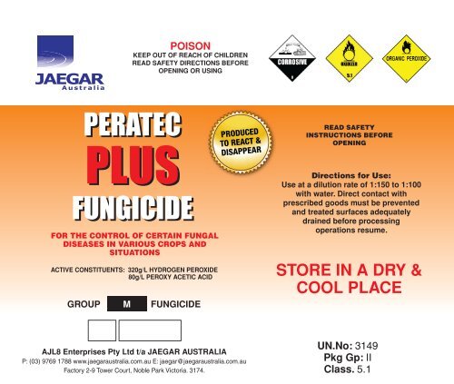 Peratec PLUS Fungicide Label.pdf - Jaegar Australia