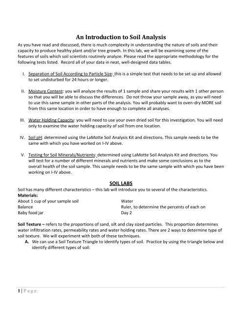 An Introduction to Soil Analysis