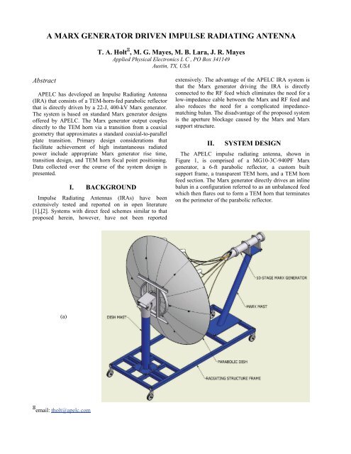 a marx generator driven impulse radiating antenna - apelc
