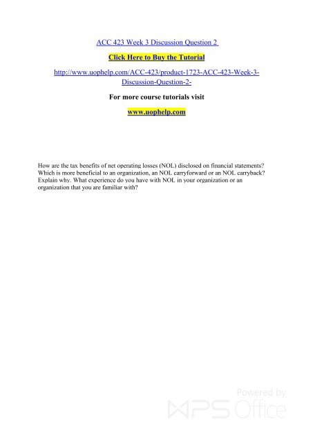 ACC 423 Week 3 Discussion Question 2/Uophelp