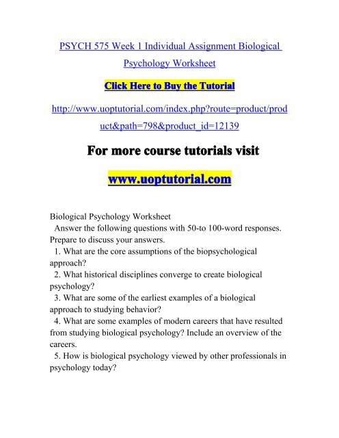Biological Psychology Examples