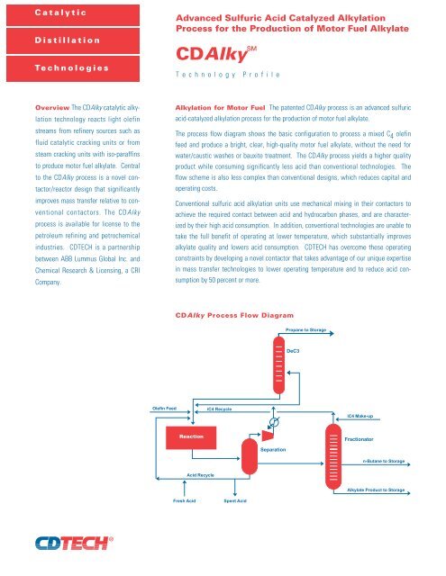 CDAlky Technology Profile Brochure - CDTECH
