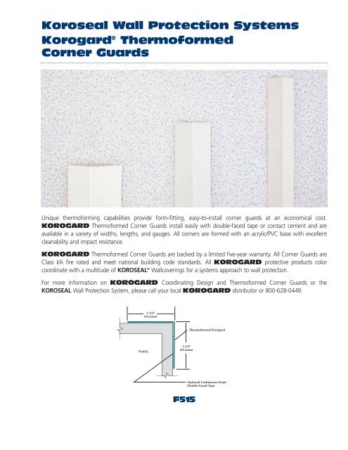 Koroseal Wall Protection Systems Korogard Thermoformed Corner Guards