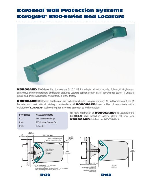 Koroseal Wall Protection Systems Korogard B100-Series Bed Locators