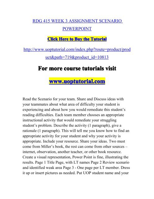 RDG 415 WEEK 3 ASSIGNMENT SCENARIO POWERPOINT