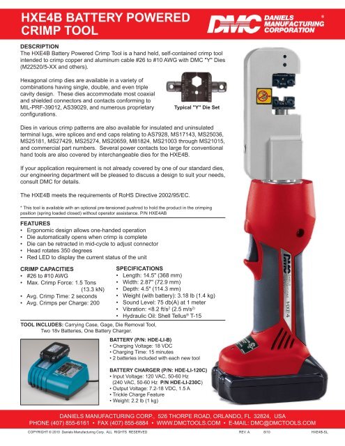 HXE4B BATTERY POWERED CRIMP TOOL - Oceta