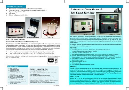 Automatic Capacitance & Tan Delta Test Sets