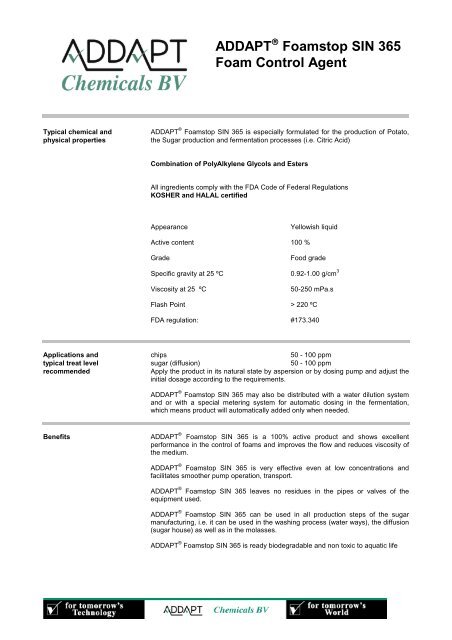 Foamstop SIN 365 - ADD APT Chemicals