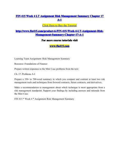 FIN 415 Week 4 LT Assignment Risk Management Summary Chapter 17 A-1.pdf